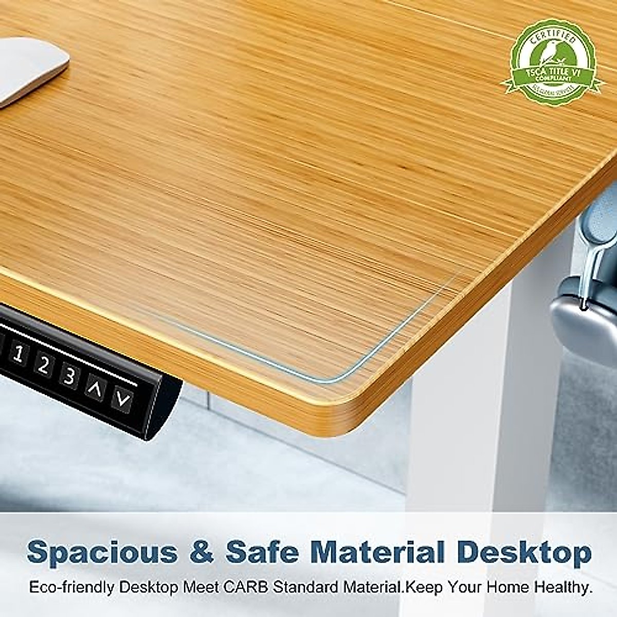 Standing Desk, Electric Standing Desk Adjustable Height, Ergonomic Adjustable Desk with Memory Preset, Computer Desk Stand Up Desk with T-Shaped Bracket Suitable for Home Office, 48 * 24-Natural