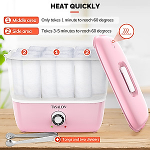 TASALON Hot Towel Steamer for Facials, Hot Towel Warmer Quickly Heats Up in 5 Minutes, Portable Towel Machine Fits 16 Mini Towels, Salon Equipment Towel Warmer for Facials, Spa, Massage, Pink