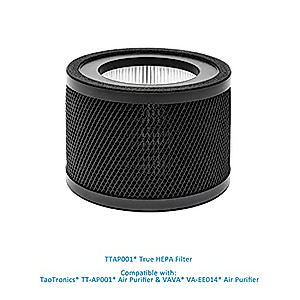 WOCASE TT-AP001 True HEPA Filter Replacement, Compatible with TaoTronics TT-AP001 and and VAVA VA-EE014 Air Purifier, H13 True HEPA Filter & Activated Carbon Filter, 2 Pack