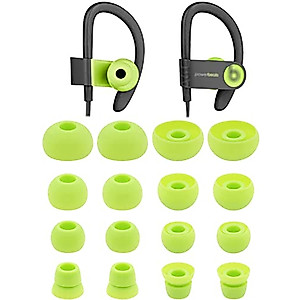 ALXCD Ear Tips for PB3 Powerbeats 3 Headphone, SML 3 Sizes 6 Pair Silicone Replacement Earbud Tips & 2 Pair Double Flange Ear Tips, Fit for Beats Powerbeats2 Pb3 [8 Pair](Green)