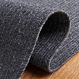 SAFAVIEH Braided Collection Area Rug - 9' x 12', Black, Handmade Farmhouse, Ideal for High Traffic Areas in Living Room, Bedroom (BRA201Z)