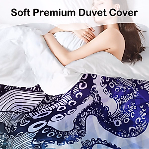 ARIGHTEX Octopus Bedding 3D Ocean Fish Duvet Cover Octopus and Octopus Feet Reversible Duvet Cover Set (Full)