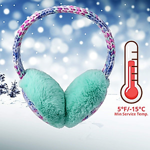 Flammi Kids Knit Earmuffs Winter Outdoor Furry Ear Warmers for Boys Girls (Aqua Green)