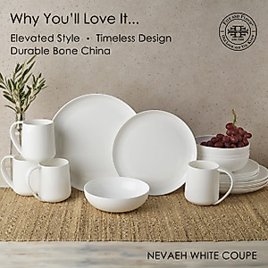 Everyday White by Fitz and Floyd Nevaeh Coupe 16 Piece Dinnerware Set, Service for 4