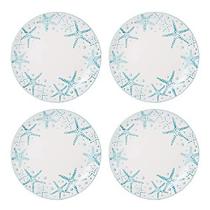 Pfaltzgraff Venice 16-Piece Stoneware Dinnerware Set, Service for 4, Aqua/White -