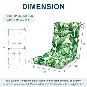 DYTXIII Set of 2 Outdoor High Back Chair Cushions 44"x 22",Water Repellent Rocking Chair Cushions Replacement, Seat/Back Chair Cushions for Patio,Porch,Balcony and Indoor - Swaying Palms
