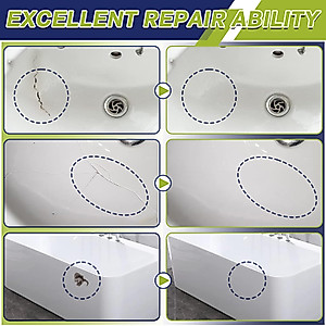 Porcelain Repair Kit, Fiberglass Tub Repair Kit, Shower Sink, Bathtub and Countertop Tile Repair Kit, Repair Chips Dents Cracks Scratches from Ceramic, Marble, Quartz, Resin, Acrylic (White)