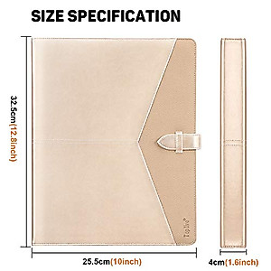 Toplive Padfolio 3 Ring Binder (1'' Round Ring) Business Portfolio Folder for Interview, Conference and Presentation, Gold