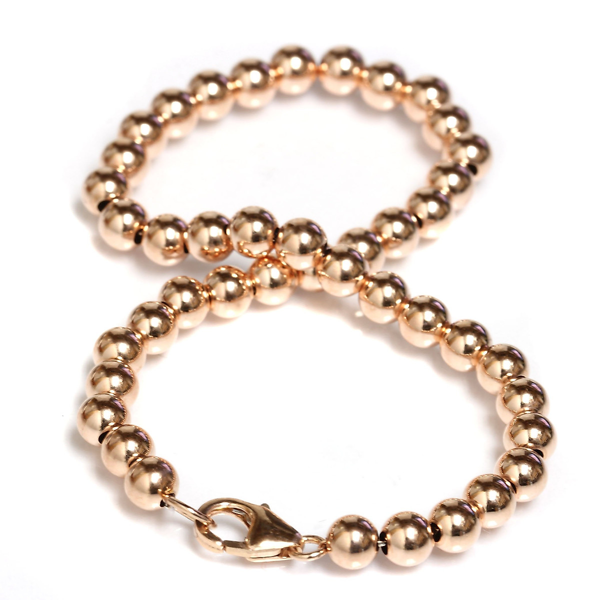 Seven Seas Pearls Gold Filled Beaded Ball Bracelet with Lobster Clasp 5 mm Beads 6" to 9" (rose-gold-filled, 6.5)