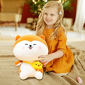 13.6" Smile Cute Shiba Inu Stuffed Animals,Soft Anime Plushies,Lovely Chicken Backpack Designd Plush Toys for Boys Girls
