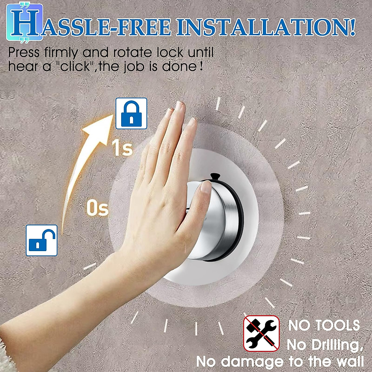 WAYCOM Suction Cup Hooks for Shower, 2Pcs Towel Hooks for Bathroom Wall SUS304 Vacuum Stainless Steel Shower Hooks Bathroom, Kitchen, Glass Door, Tile – Loofah, Towel, Coat, Bath Robe Hook Holder