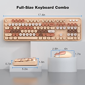 MOFII Wireless Keyboard and Mouse Combo,2.4GHz Retro Full-Size Keyboard with Number Pad and Cute Mouse for Computer PC Desktops Laptop WindowsxP/7/8/10(Milk Tea Colorful-B)