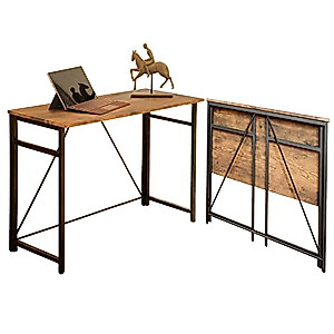 aboxoo Folding Computer Desk 36 inches Industrial Style Foldable Laptop Table Modern Simple No Assembly Study Home Office Notebook Minimalist Multi-Functional Workstation for Bedroom Kitchen