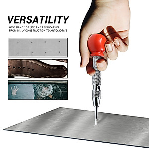 Rok Hardware 5-1/8" Automatic Spring Loaded Steel Center Hole Punch Tool for Metal, Wood, and Plastic ROKCPUNCH