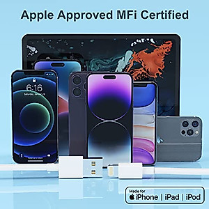6Pack(3/3/6/6/6/10 FT)[Apple MFi Certified] iPhone Charger Long Lightning Cable Fast Charging High Speed Data Sync USB Cable Compatible iPhone 14/13/12/11 Pro Max/XS MAX/XR/XS/X/8/7/Plus iPad AirPods