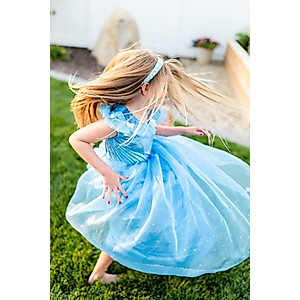 Little Adventures Deluxe Cinderella Butterfly Princess Dress Up Costume for Girls (Large Age 5-7) - Machine Washable Child Pretend Play and Party Dress with No Glitter