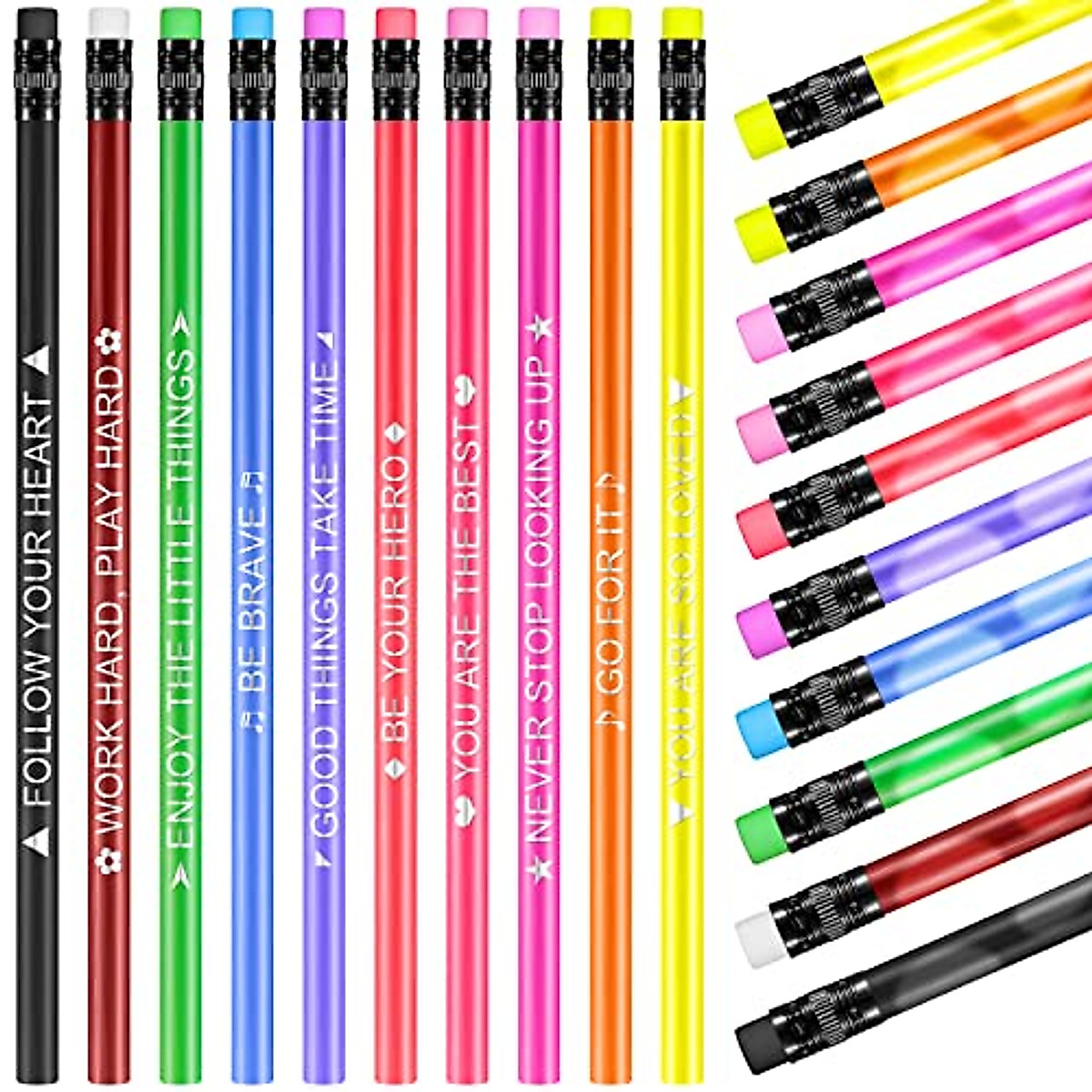 Color Changing Mood Pencils with Motivational Quotes - 40 Pcs Set