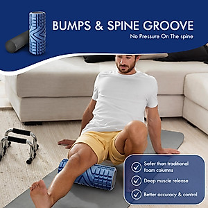 IRoller Foam Roller Patented Multi Phase Roller, 5 Year Warranty Firm High Density EVA Foam 6x13", Myofascial Release, Deep Muscle and Spinal Stabilization,Relieve Muscle Tensions (Blue, 6x13)