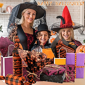SANNIX 100 Sheets Halloween Tissue Paper Black Orange Wrapping Paper with Cobweb Bat Ghost Pumpkin Pattern for Halloween DIY Crafts Fall Holiday Decoration Gift Packing 19.7 ×13.8 Inch (10 Patterns)