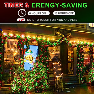 KNONEW 600ft 1500 LED String Lights Outdoor Christmas Lights 8 Modes & Timer Fairy Light Plug in Waterproof LED String Lights for Xmas Yard Tree Wedding Party Holiday Decorations (Red and Green)