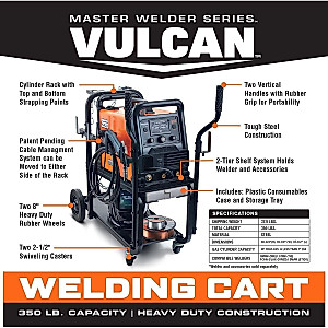 HFT Vulcan 350 Lbs. Capacity Welding Cart with Rugged Two-tier Shelf Vulcan