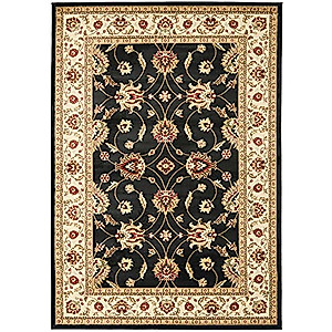 SAFAVIEH Lyndhurst Collection Area Rug - 5'3" x 7'6", Black & Ivory, Traditional Oriental Design, Non-Shedding & Easy Care, Ideal for High Traffic Areas in Living Room, Bedroom (LNH553-9012)