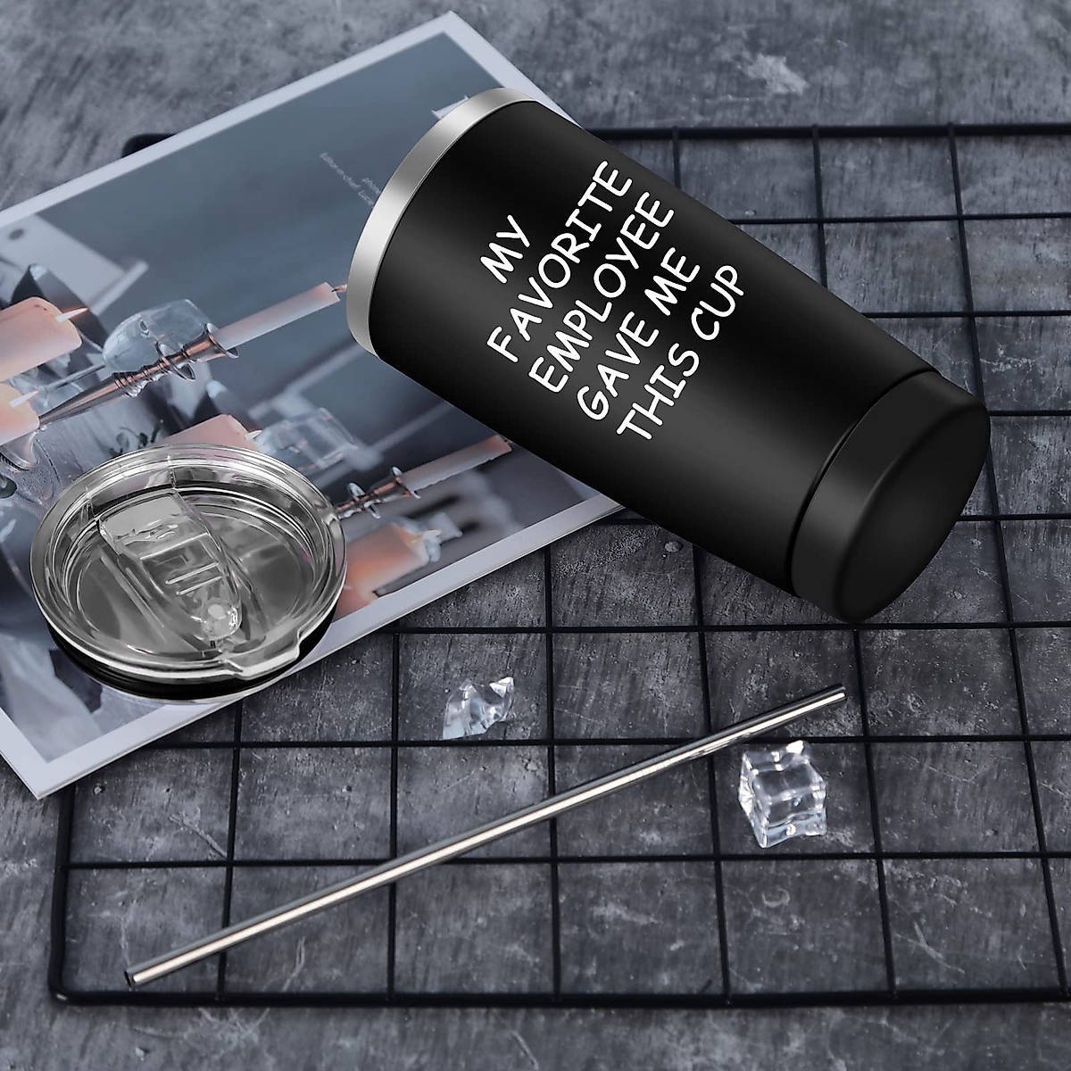 My Favorite Employee Gave Me This Cup Travel Tumbler, 20 Oz Insulated Stainless Steel Tumbler with Lid, Funny Bosses Day Birthday Gift for Men Boss Manager Director Supervisor Team Leader, Black