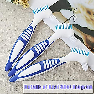4 Pcs Denture Brushes with Double Sided Denture Cleaning Brush Heads for Denture Care (4Pcs)