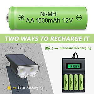 GENYESTAR AA Rechargeable Batteries NIMH 1.2V Double A 1500mAh High Capacity Solar Battery Low Self Discharge, Pack of 8
