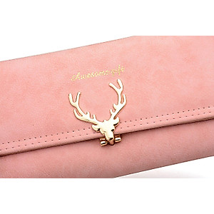 VODIU Women Crad Holder Long Wallet Leather Large Capacity Elegant Zipper Purses Three Fold Clutch (Coffee*2)