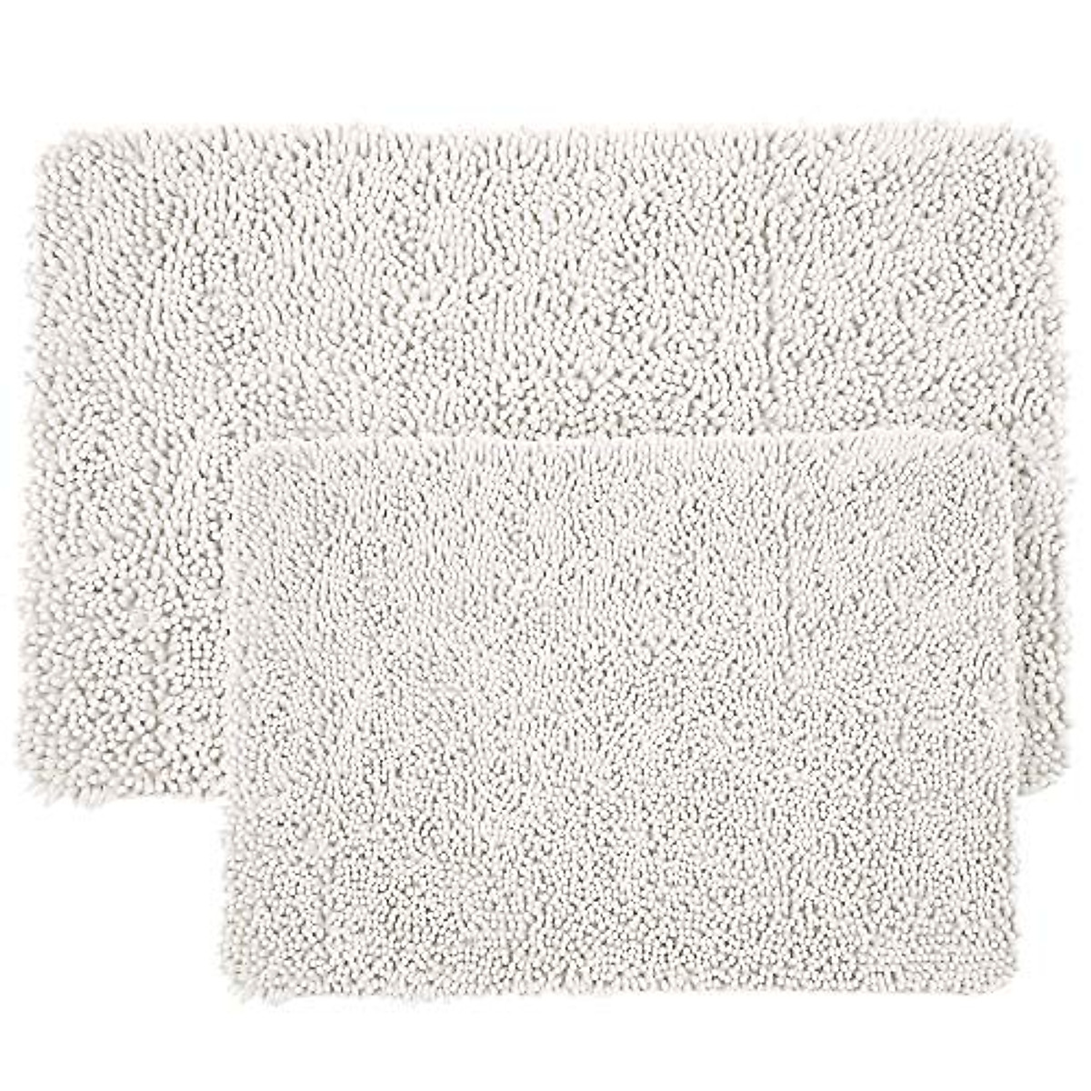 Lavish Home 2 Piece Memory Foam Shag Bath Mat - White, 32"x21"x1.25"