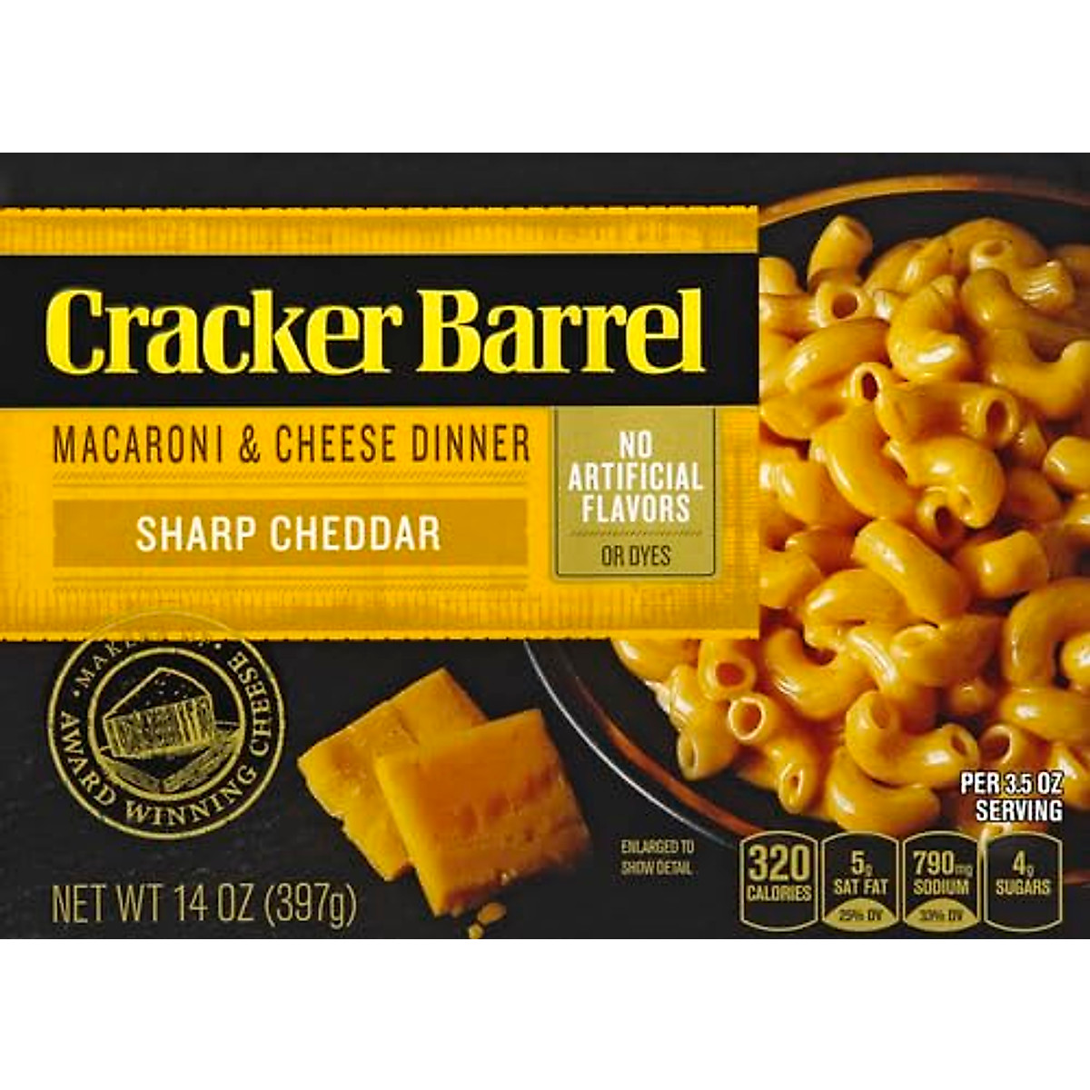 Cracker Barrel Sharp Cheddar Macaroni & Cheese Dinner, 14 oz Box