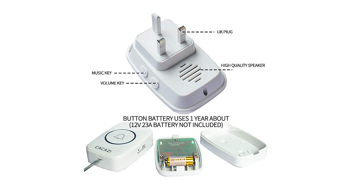 Wireless Doorbell Kit with Long Range & 60 Melodies - Waterproof Design