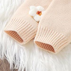 Neiwech Baby Girl Cardigan Sweater Toddler Knit V-Neck Button Long Sleeve Outwear Fall Winter Clothes Beige 2-3 T