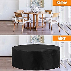 XYXH Round Patio Table Cover 53" D x 31" H, Outdoor Garden Furniture Covers, Patio Furniture Covers Waterproof, Durable Breathable Oxford Fabric Anti-Rain Anti-Snow Sun Protection