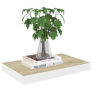 Aisifx Floating Wall Shelf Oak and White 19.7"x9.1"x1.5" MDF