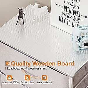 ODK Dresser with 4 Drawers Tall Fabric Storage Tower Organizer Unit for Bedroom Chest for Hallway Closet Easy Assembly Steel Frame and Wood Top, Light Grey