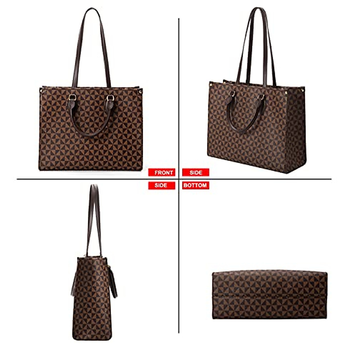 Alena Culian Womens Leather Handbag With Shoulder Strap Foral Pattern PVC Top Handle Large Tote Satchel Crossbody Shoulder Bags (White)