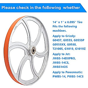 Band Saw Urethane Tires(14" x 1" x .095"), for Jet, Grizzly, Craftsman Powermatic Band Saw Accessories, Upgrade Your Bandsaw with Long-Lasting Urethane Tires - 2 Pack