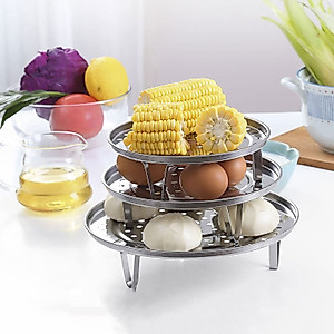 Steamer Rack, Pressure Cooker Canner Rack 304 Stainless Steel Canning Rack Round Pot Steaming Tray with Detachable Legs for Baking Cooking Steaming (Diameter 26cm)