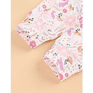 bilison Toddler Baby Girl Easter Outfit Sets Cute Long Sleeve Dress Top Bunny Floral Pants Girl Easter Clothes Sets