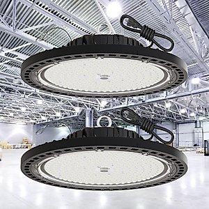 GGTH 2 Pack 200W UFO LED High Bay Light, 29000LM, 5000K, IP66 Waterproof, with US Plug 6ft Cable, Commercial Industrial Warehouse Shop Factory Barn Garage Area Lighting Fixture, ETL Listed