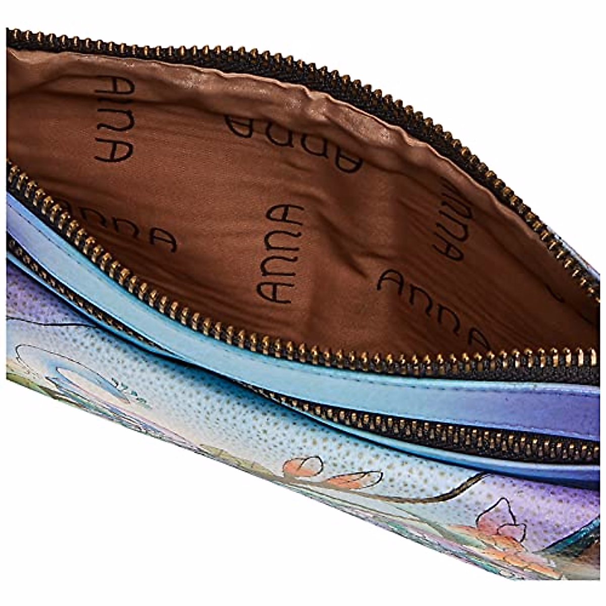 Anna by Anuschka Hand Painted Leather Wristlet Organizer Wallet | Midnight Peacock