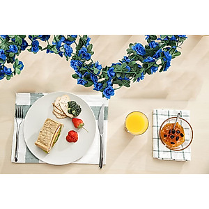 WEISPARK Fake Flowers - 4pcs 8.2 FT Artificial Rose Vine Flower Plants Hanging Rose Ivy for Home Hotel Office Wedding Party Garden Craft Art Décor (4pcs Royal Blue)