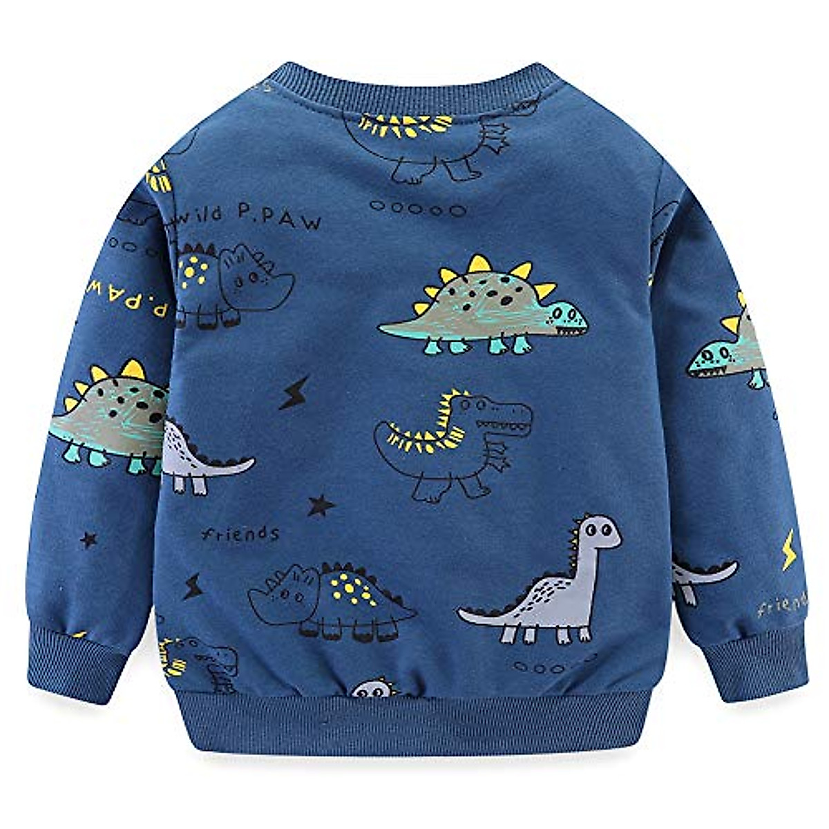 BOMDEALS Cute Valentines Sweatsuit for Toddler Boys - Kids Cartoon Pentacle Dinosaur Printed Long Sleeve Top Pants Outfits(Navy,110,315)