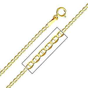 GM Fine Jewelry 14k Yellow Gold Revolver Hand Gun Charm Pendant with 1.5mm Flat Mariner Chain Necklace - 18"