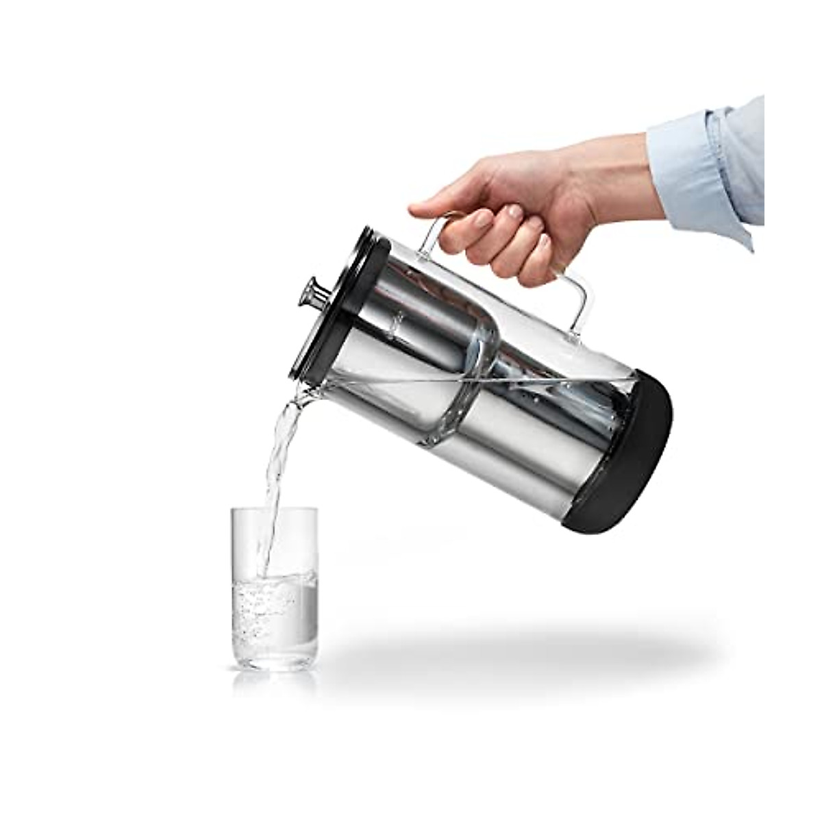 aarke Purifier | Glass Water Filter Pitcher with Refillable Steel Filter | 2.4L / 10 Cups | Includes Pure Filter Granules | Dishwasher Friendly