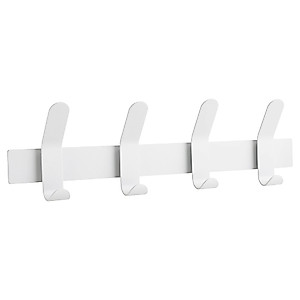 Zone Denmark Coat Rack with 4 Hooks Metal | Efficient Organization Without Visible Screws | Sleek, Durable & Modern Design | Ideal for Entryways, Mudrooms, and Bedrooms, Elevate Your Décor (White)