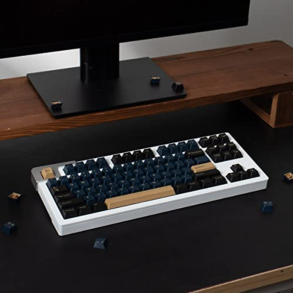 169 Keys Double Shot Keycaps Cherry Profile Blue Samurai Keycaps for 61/64/87/104/108 Cherry Mx Switches ISO ANSI Layout Mechanical Keyboard