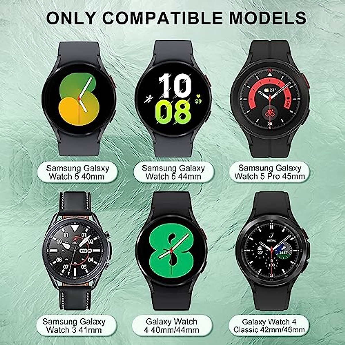 Bandkids 3 Pack Leopard Engraved Bands Compatible for Samsung Galaxy Watch 6/Galaxy Watch 5/Galaxy Watch 4 40mm 44mm/Watch 4 Classic 42mm 46mm Watch 6 47mm 43mm,20mm Adjustable Soft Silicone Bands